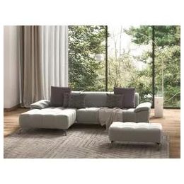 Sit & More Ecksofa SIT & MORE "Cool L-Form" Sofas Gr. B/H/T: 290cm x 79cm x 185cm, Chenille, Recamiere links, mit Kopfteilverstellung-mit Vorziehsitz motorisch, grau (hellgrau) wahlweise mit Kopfteilverstellung und Vorziehsitz, motorisch