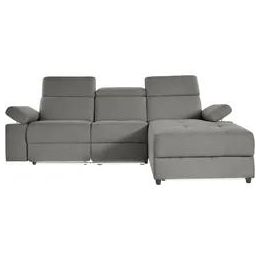 Ecksofa Places of Style "Kilado, L-Form" Sofas Gr. B/H/T: 259cm x 98cm x 163cm, Struktur fein, Recamiere rechts, manuelle Relaxfunktion auf Seite gegenüber der Recamiere, grau mit Relaxfunktion, verstellbarer Armlehne, Kopfteilverstellung