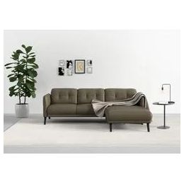 Sit & More Ecksofa SIT & MORE "Scandia L-Form" Sofas Gr. B/H/T: 269cm x 82cm x 183cm, Microfaser, Recamiere rechts, Ohne Kopfteilverstellung-Ohne Armteilfunktion-Mit schwarzen matten Metallfüßen, grün (oliv) Wahlweise mit Kopfteilverstellung und Armteilfunktion