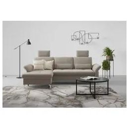 Ecksofa Inosign "Palm Beach L-Form" Sofas Gr. B/H/T: 269 cm x 89 cm x 175 cm, Chenille-Optik, mega-Recamiere links, mit Sitztiefenverstellung-ohne Bettfunktion-ohne Bettkasten-ohne Armteilverstellung, braun (latte) Federkern, mit Sitztiefenverstellung, wahlweise Bettfunktion