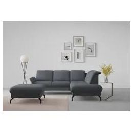 Sit & More Ecksofa SIT & MORE "Fashion L-Form" Sofas Gr. B/H/T: 250cm x 84cm x 207cm, Soft clean, Ottomane rechts, mit Kopfteilverstellung, grau (dunkelgrau) wahlweise mit Kopfteilverstellung und Vorziehsitz, motorisch