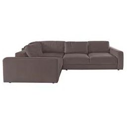 Ecksofa Places of Style "Bloomfield, L-Form" Sofas Gr. B/H/T: 224cm x 84cm x 304cm, Velours, langer Schenkel rechts, XXL mit Sitztiefenverstellung, grau (taupe) extra tiefe Sitzfläche, wahlweise mit Sitztiefenverstellung