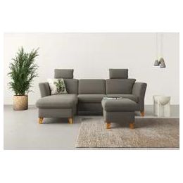 Ecksofa Home Affaire "Trelleborg L-Form" Sofas Gr. B/H/T: 249cm x 86cm x 162cm, Luxus-Microfaser Euphoria, Recamiere links, ohne Bettfunktion-ohne Bettkasten, braun (schlamm) Federkern-Polsterung, wahlweise mit Bettfunktion und Bettkasten