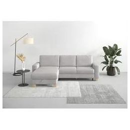 Ecksofa Home Affaire "Summer L-Form" Sofas Gr. B/H/T: 249 cm x 91 cm x 164 cm, Feincord, Recamiere links, mit Bettfunktion-mit Bettkasten-ohne Federkern, silberfarben (silber) mit Recamiere, oder ohne Bettfunktion und Bettkasten, Cord-Bezug