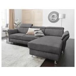 Sit & More Ecksofa SIT & MORE "Avignon L-Form" Sofas Gr. B/H/T: 259cm x 97cm x 172cm, Luxus-Microfaser, Recamiere rechts, mit Kopfteilverstellung, grau (anthrazit) Kopfteilverstellung, wahlweise mit Bettfunktion und Bettkasten