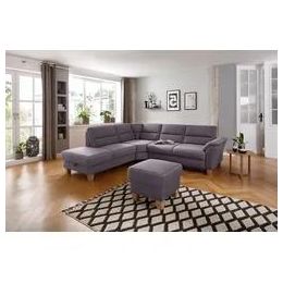 Ecksofa Home Affaire "Soleo L-Form" Sofas Gr. B/H/T: 262cm x 89cm x 235cm, Struktur, Ottomane links, mit Relaxfunktion-ohne Bettfunktion-ohne Stauraum, grau (dunkelgrau) komfortabel durch Trapezecke mit Relaxfunktion, auch Bettfunktion