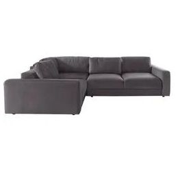 Ecksofa Places of Style "Bloomfield, L-Form" Sofas Gr. B/H/T: 224cm x 84cm x 304cm, Velours, langer Schenkel rechts, XXL mit Sitztiefenverstellung, grau extra tiefe Sitzfläche, wahlweise mit Sitztiefenverstellung