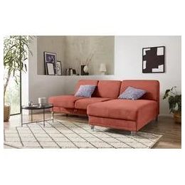 Sit & More Ecksofa SIT & MORE "Clio L-Form" Sofas Gr. B/H/T: 246cm x 89cm x 165cm, Luxus-Microfaser Paris, Recamiere rechts, mit manuellem Vorziehsitz-mit Bettkasten, orange (terra) wahlweise mit Bettfunktion oder Vorziehsitz und Bettkasten, Federkern