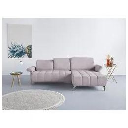 Ecksofa Inosign "Fresh L-Form" Sofas Gr. B/H/T: 281cm x 79cm x 185cm, Chenille-Optik, mega-Recamiere rechts, mit Armteilverstellung-mit Kopfteilverstellung-mit Vorziehsitz motorisch, rosa (rosé) Federkern, wahlweise Kopfteilverstellung und motorischer Vorziehsitz