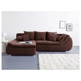 Ecksofa Inosign "Imola L-Form" Sofas Gr. B/H/T: 271cm x 90cm x 104cm, Microfaser PRIMABELLE, Recamiere links, mit Bettfunktion und Bettkasten, braun (dunkelbraun)