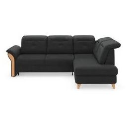 Ecksofa Home Affaire "Dangast L-Form" Sofas Gr. B/H/T: 269cm x 92cm x 200cm, Struktur, Ottomane rechts, mit Bettfunktion und Bettkasten-ohne Relaxfunktion, grau (anthrazit) Kopfteilverstellung, wahlweise mit motorischer Relaxfunktion