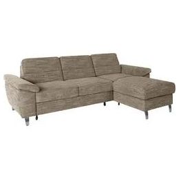 Sit & More Ecksofa SIT & MORE "Sorano L-Form" Sofas Gr. B/H/T: 250cm x 88cm x 161cm, Struktur grob, Recamiere rechts, mit Bettfunktion-mit Bettkasten, braun (cappuccino) wahlweise mit Bettfunktion und Bettkasten