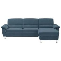 Ecksofa CALIZZA INTERIORS "Onyx L-Form" Sofas Gr. B/H/T: 270cm x 90cm x 158cm, Samtoptik, Recamiere rechts, ohne Bettfunktion ohne Bettkasten, blau (1078 nachtblau) Recamiere links oder rechts, wahlweise mit Bettfunktion, Breite 270 cm