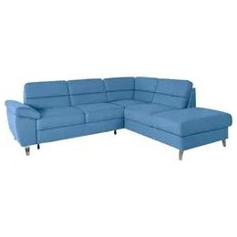 Sit & More Ecksofa SIT & MORE "Sorano L-Form" Sofas Gr. B/H/T: 249cm x 88cm x 212cm, Flachgewebe, Ottomane rechts, mit Bettfunktion, blau (pacific) wahlweise mit Bettfunktion und Bettkasten