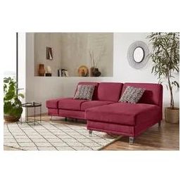 Sit & More Ecksofa SIT & MORE "Clio L-Form" Sofas Gr. B/H/T: 246cm x 89cm x 165cm, Luxus-Microfaser ALTARA NUBUCK, Recamiere rechts, mit Bettfunktion-mit Bettkasten, rot (bordeaux) wahlweise mit Bettfunktion oder Vorziehsitz und Bettkasten, Federkern