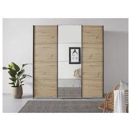 Schwebetürenschrank Rauch "Kleiderschrank Schrank Garderobe TOPSELLER OTELI inkl. Inneneinteilung" Schränke Gr. B/H/T: 203 cm x 210 cm x 62 cm, braun (eiche artisan) mit 3 Innenschubladen sowie zusätzlichen Einlegeböden MADE IN GERMANY