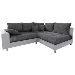 Ecksofa MR. COUCH "Tobi L-Form" Sofas Gr. B/H/T: 226cm x 75cm x 105cm, Microfaser PRIMABELLE-Struktur, Ottomane rechts, Polyätherschaum-ohne Funktion, grau (hellgrau/schwarz/grau) wahlweise mit Kaltschaum (140kg BelastungSitz), RGB-LED-Beleuchtung