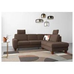 Ecksofa Home Affaire "Vision L-Form" Sofas Gr. B/H/T: 240cm x 90cm x 215cm, Easy care, Ottomane rechts, mit Bettfunktion-mit Stauraum, braun (espresso) wahlweise mit Bettfunktion und Stauraum, auch in Easy Care-Bezug