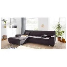 Ecksofa DOMO collection "Aversa L-Form" Sofas Gr. B/H/T: 267cm x 83cm x 178cm, Luxus-Microfaser, Recamiere links, mit Bettfunktion, braun (espresso) wahlweise mit Bettfunktion