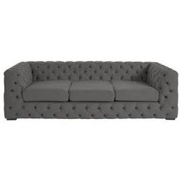 Guido Maria Kretschmer Home & Living Chesterfield-Sofa GUIDO MARIA KRETSCHMER HOME & LIVING "Kalina" Sofas Gr. B/H/T: 230cm x 67cm x 98cm, Struktur, grau (anthrazit) klassische Chesterfield-Knopfheftung, sehr hochwertige Verarbeitung