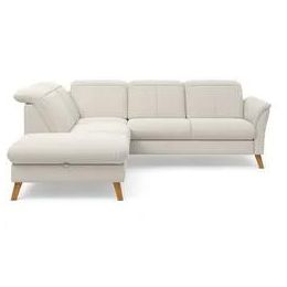 Sit & More Ecksofa SIT & MORE "Romero L-Form" Sofas Gr. B/H/T: 250cm x 91cm x 220cm, Struktur weich, Ottomane links, mit Federkern-mit Kopfteilverstellung-mit Bettfunktion-mit Stauraum-ohne TV-motorisch, beige (creme) wahlweise mit oder ohne TV-Funktion, Bettfunktion, Bettkasten