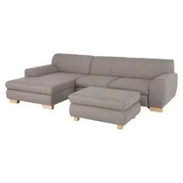 Ecksofa Home Affaire "Nika L-Form" Sofas Gr. B/H/T: 277cm x 84cm x 84cm, Struktur fein, Recamiere links, ohne Bettfunktion, silberfarben (silber) Polsterecke, Struktur fein oder MelroseStruktur, mit Bettfunktion