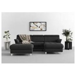 Sit & More Ecksofa SIT & MORE "Marano L-Form", grau (anthrazit), B:257cm T:166cm, 100% Polyester, Sofas, inklusive Kopfteilverstellung, wahlweise mit Bettfunktion, Bettkasten