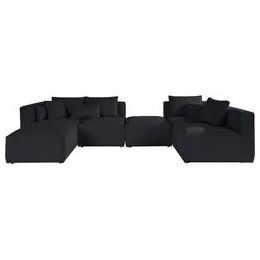 Guido Maria Kretschmer Home & Living Wohnlandschaft GUIDO MARIA KRETSCHMER HOME & LIVING "Comfine U-Form" Sofas Gr. B/H/T: 360 cm x 75 cm x 182 cm, Samtcord, Recamiere links, schwarz zusammengesetzt aus Modulen, in 3 Stoffen und vielen Farben