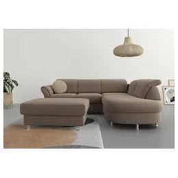 Sit & More Ecksofa SIT & MORE "Apulia L-Form" Sofas Gr. B/H/T: 250cm x 78cm x 212cm, Struktur weich, langer Schenkel links, mit Bettfunktion-mit Bettkasten-mit Armteilverstellung-mit Kopfteilverstellung, grau (taupe) wahlweise Bettfunktion, Bettkasten und Kopf- Armteilverstellung