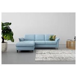 Sit & More Ecksofa SIT & MORE "Maggiore L-Form" Sofas Gr. B/T: 258cm x 173cm, Soft clean, mega-Recamiere links, mit Kopfteilverstellung-ohne Bettfunktion-ohne Bettkasten-Fussfarbe: Nickel satiniert, blau (hellblau) wahlweise mit Kopfteilverstellung, Bettfunktion und Bettkasten