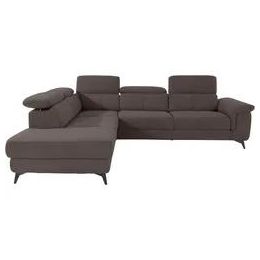 Ecksofa COTTA "Springs L-Form" Sofas Gr. B/H/T: 290cm x 79cm x 235cm, Chenille, Ottomane links, mit Kopfteilverstellung-mit Relaxfunktion-mit Bettkasten, grau (charcoal)