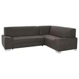 Ecksofa DOMO collection "Anzio L-Form" Sofas Gr. B/H/T: 259cm x 85cm x 191cm, Luxus-Microfaser, langer Schenkel links, Ohne Funktion-Mit Federkern, grau (dunkelgrau) Wahlweise mit Bettfunktion und Federkern