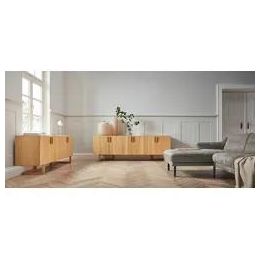 Wohnlandschaft Andas "Nordfyn U-Form" Sofas Gr. B/H/T: 323cm x 81cm x 239cm, Luxus-Microfaser Lederoptik, Recamiere links, grau edles Design in 3 Bezugsqualitäten, by Morten Georgsen