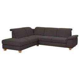 Ecksofa Home Affaire "Dalia L-Form" Sofas Gr. B/H/T: 256cm x 83cm x 221cm, Luxus-Microfaser weich, Ottomane links, ohne Bettfunktion-ohne Bettkasten-ohne Kopfteilverstellung, grau (dunkelgrau) mit Federkernpolsterung, wahlweise Bettfunktion, Bettkasten