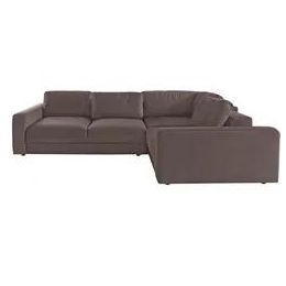 Ecksofa Places of Style "Bloomfield, L-Form" Sofas Gr. B/H/T: 304cm x 84cm x 224cm, Velours, langer Schenkel links, XXL mit Sitztiefenverstellung, grau (taupe) extra tiefe Sitzfläche, wahlweise mit Sitztiefenverstellung