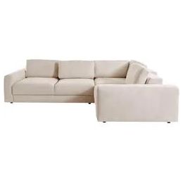 Ecksofa Places of Style "Bloomfield, L-Form" Sofas Gr. B/H/T: 304cm x 84cm x 224cm, Struktur, langer Schenkel links, XXL mit Sitztiefenverstellung, beige extra tiefe Sitzfläche, wahlweise mit Sitztiefenverstellung