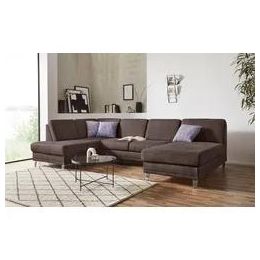 Sit & More Wohnlandschaft SIT&MORE "Clio U-Form" Sofas Gr. B/H/T: 319 cm x 89 cm x 190 cm, Microfaser, Ottomane links, mit Bettfunktion-mit Bettkasten, braun wahlweise mit Bettfunktion und Bettkasten, inklusive Federkern