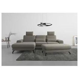 Sit & More Ecksofa SIT&MORE "Cinturo L-Form" Sofas Gr. B/H/T: 283 cm x 88 cm x 175 cm, Luxus-Microfaser Euphoria, mega-Recamiere links, inklusive Sitztiefenverstellung-inklusive Federkern, braun (schlamm) inklusive Sitztiefenverstellung und Federkern, Sitzhöhe 45 cm