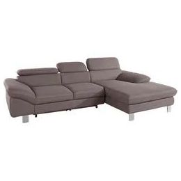 Ecksofa COTTA "Driver L-Form" Sofas Gr. B/H/T: 268cm x 73cm x 169cm, Struktur, Recamiere rechts, mit Kopfteilverstellung-mit Bettfunktion und Bettkasten, braun mit Kopfteilverstellung, wahlweise Bettfunktion