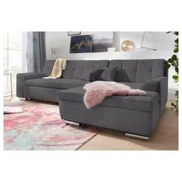 Ecksofa DOMO collection "Aversa L-Form" Sofas Gr. B/H/T: 267cm x 83cm x 178cm, Struktur, Recamiere rechts, ohne Funktion, schwarz (pepper) wahlweise mit Bettfunktion