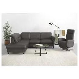 Sit & More Ecksofa SIT & MORE "Grenoble L-Form mit Federkern", grau (anthrazit), B:247cm H:85cm T:222cm, Sofas, wahlweise mit Bettfunktion, Bettkasten, Arm- und Kopfteilverstellung, Topseller