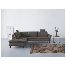 Ecksofa Inosign "Birkholm L-Form" Sofas Gr. B/H/T: 270cm x 83cm x 226cm, Olympia EASY CLEAN, Ottomane links, mit Armlehnfunktion, grau Armlehnverstellung, auch in Easy Clean Bezug - mit Wasser zu reinigen