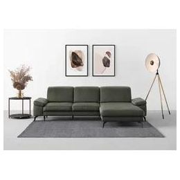 Sit & More Ecksofa SIT&MORE "Cabana L-Form" Sofas Gr. B/H/T: 301 cm x 84 cm x 195 cm, Feincord, mega-Recamiere rechts, ohne Sitztiefenverstellung-ohne Kopfteilverstellung-ohne Armlehnfunktion-mit Federkern, grün (olive) Recamiere, wahlweise mit Sitztiefen-, Armlehnen- und Kopfteilfunktion