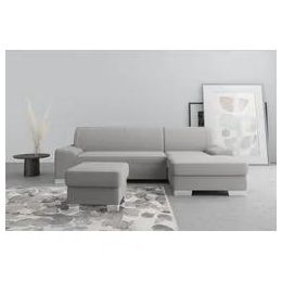 Ecksofa DOMO collection "Anzio L-Form" Sofas Gr. B/H/T: 271cm x 85cm x 160cm, Chenille-Struktur, Recamiere rechts, Mit Bettfunktion-Mit Federkern, grau wahlweise mit Bettfunktion und Federkern