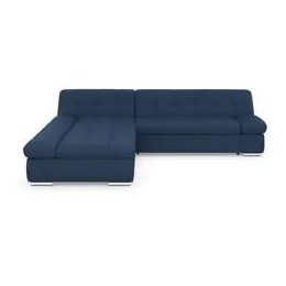 Ecksofa DOMO collection "Mona L-Form" Sofas Gr. B/H/T: 297cm x 80cm x 173cm, Struktur grob, Recamiere links, mit Bettfunktion-mit Armlehnenfunktion, blau wahlweise mit Bettfunktion