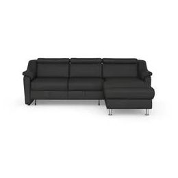 Sit & More Ecksofa SIT & MORE "Freetown L-Form" Sofas Gr. B/H/T: 257cm x 84cm x 166cm, NaturLEDER, Recamiere rechts, ohne Bettfunktion-ohne Bettkasten, schwarz inklusive Kopfteilverstellung und komfortablem Federkern