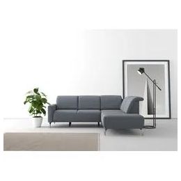 Sit & More Ecksofa SIT & MORE "Bailando L-Form" Sofas Gr. B/H/T: 249cm x 84cm x 205cm, Chenille, Ottomane rechts, mit Kopfteilverstellung-mit Vorziehsitz motorisch, blau (blaugrau) wahlweise mit Kopfteilverstellung und Vorziehsitz, motorisch