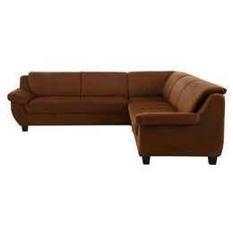 Ecksofa Home Affaire "Yesterday L-Form" Sofas Gr. B/H/T: 254cm x 80cm x 91cm, Microfaser MELROSE, mit Bettfunktion, braun (mocca) gleichschenklig, wahlweise mit Bettfunktion