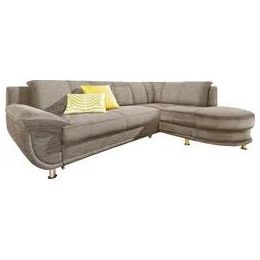 Ecksofa Trendmanufaktur "Rondo, L-Form" Sofas Gr. B/H/T: 265cm x 85cm x 190cm, Struktur, Ottomane rechts, mit Federkern, mit Bettfunktion, beige (sand-beige) wahlweise mit Federkern, Bettfunktion