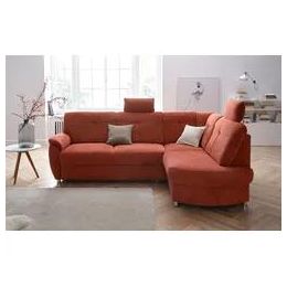 Sit & More Ecksofa SIT & MORE "Sonoma L-Form" Sofas Gr. B/H/T: 246cm x 91cm x 176cm, Luxus-Microfaser, Ottomane rechts, mit Bettfunktion-mit Bettkasten, orange (terra) wahlweise mit Bettfunktion und Bettkasten